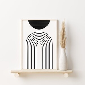 Black and White Arch Print, Mid Century Modern Arch Line Art Print ...