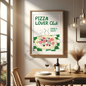 Pizza Club Print, Pizza Lover Foodie Printable Wall Art, Fun Kitchen ...