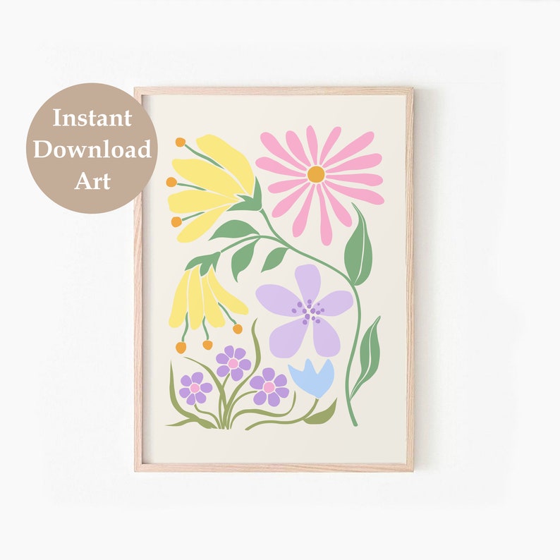 Pastel Abstract Flowers Print Set of 3, Botanical Printable Wall Art ...