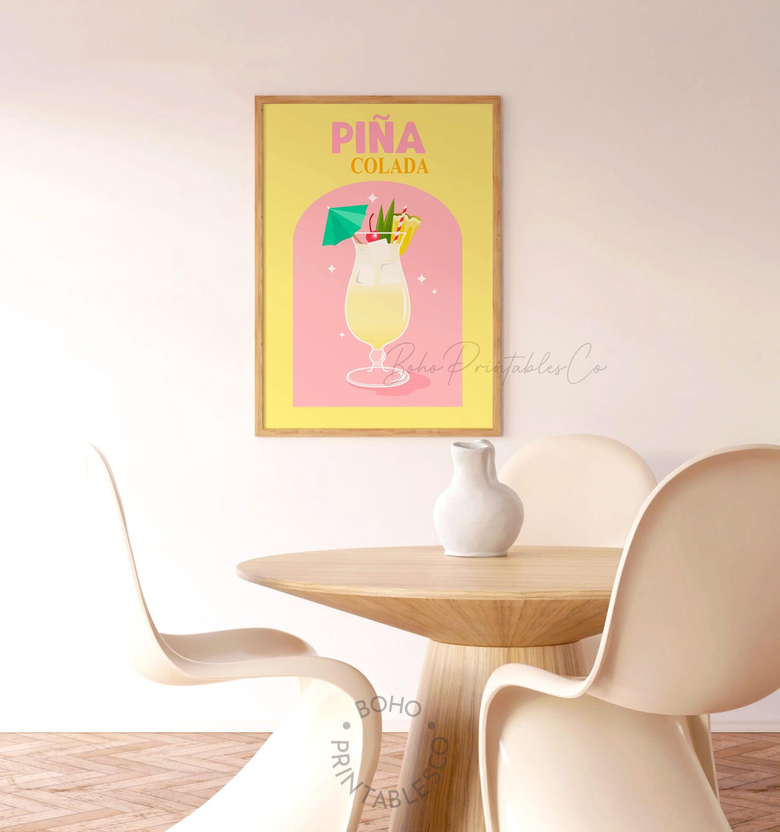 Pina Colada Print, Retro Cocktail Printable Wall Art, DIGITAL DOWNLOAD ...