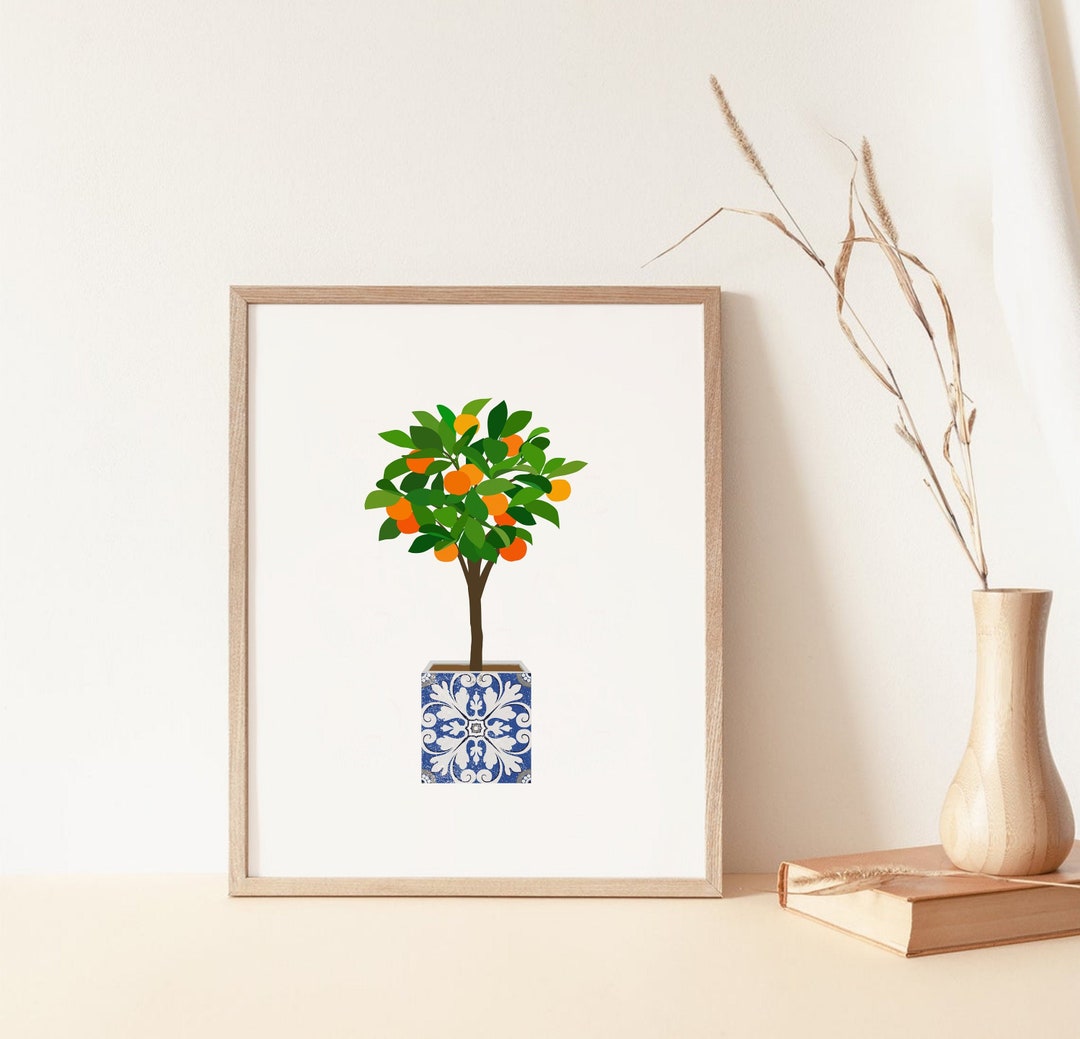 Orange Tree Printable Wall Art, Orange Tree in Pot Print, Botanical ...