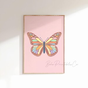 Pink Butterfly Print, Boho Butterfly Printable Wall Art, DIGITAL ...
