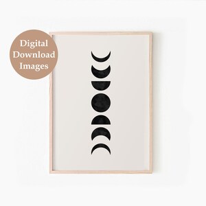 Celestial Print Set of 3, Sun Moon Phases Printable Wall Art, DIGITAL ...