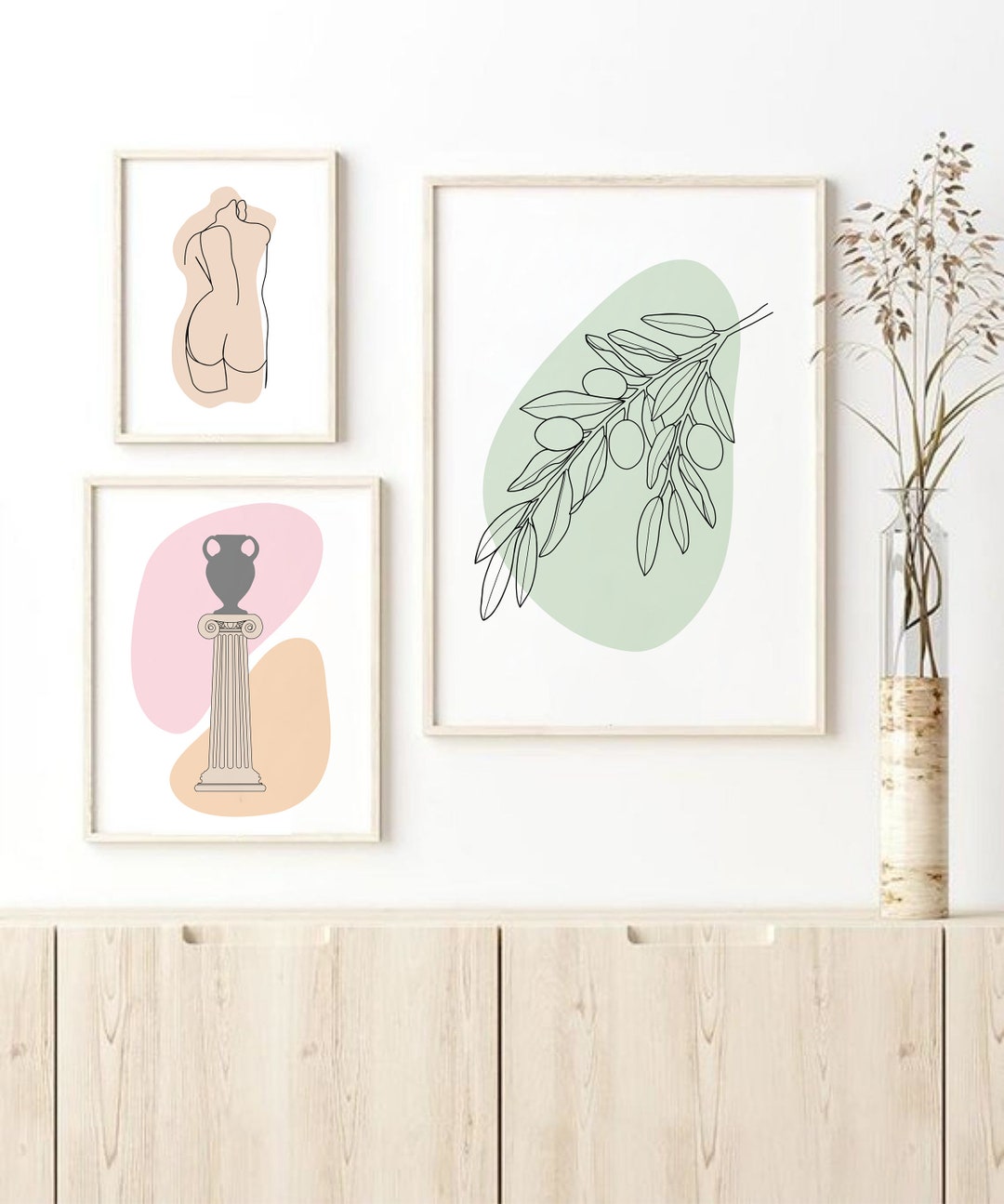 Set of 3 Greek Line Art Prints, Greek Abstract Art Prints, Statue Print ...