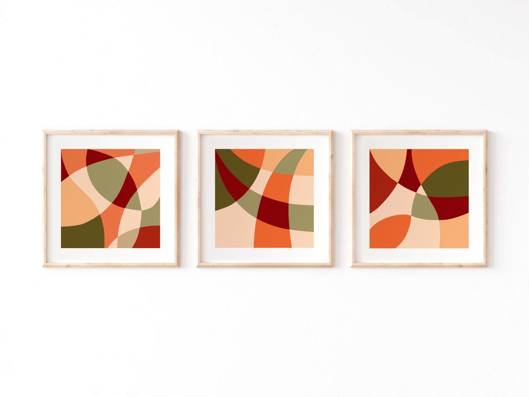 Square Prints Set of 3, Square Abstract Printable Wall Art, Terracotta ...
