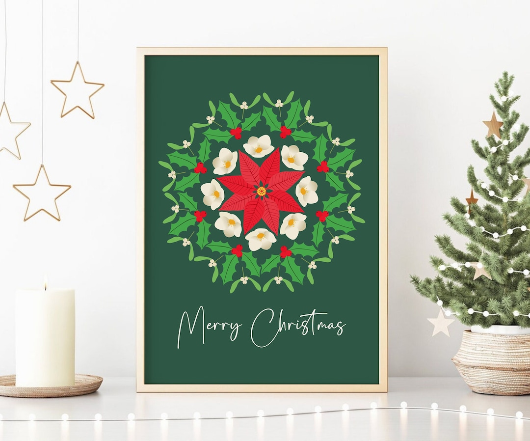 Christmas Mandala Print, Festive Printable Wall Art, DIGITAL DOWNLOAD ...