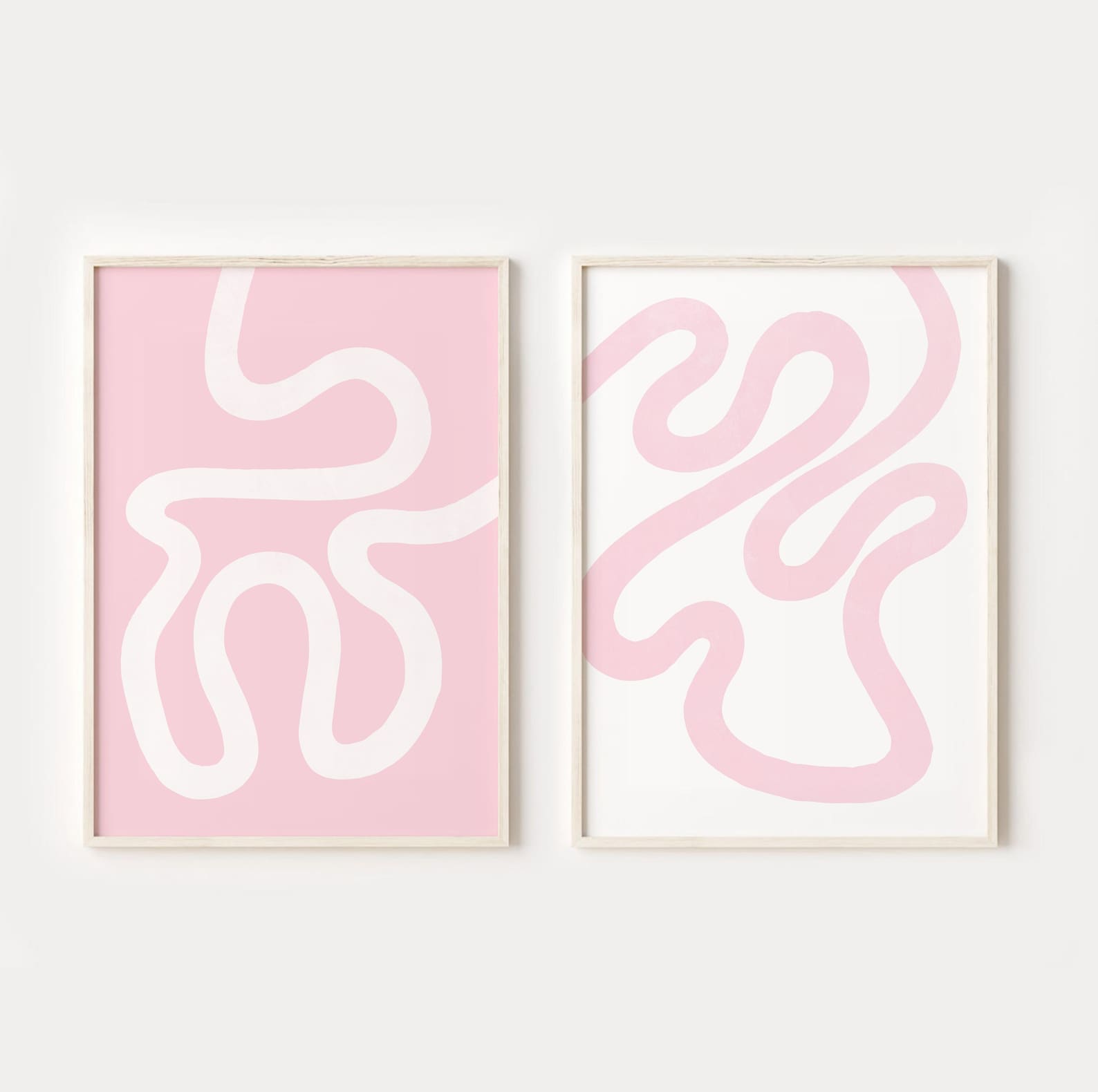 Pastel Pink Print Set of 2, Abstract Line Art Printable, DIGITAL ...