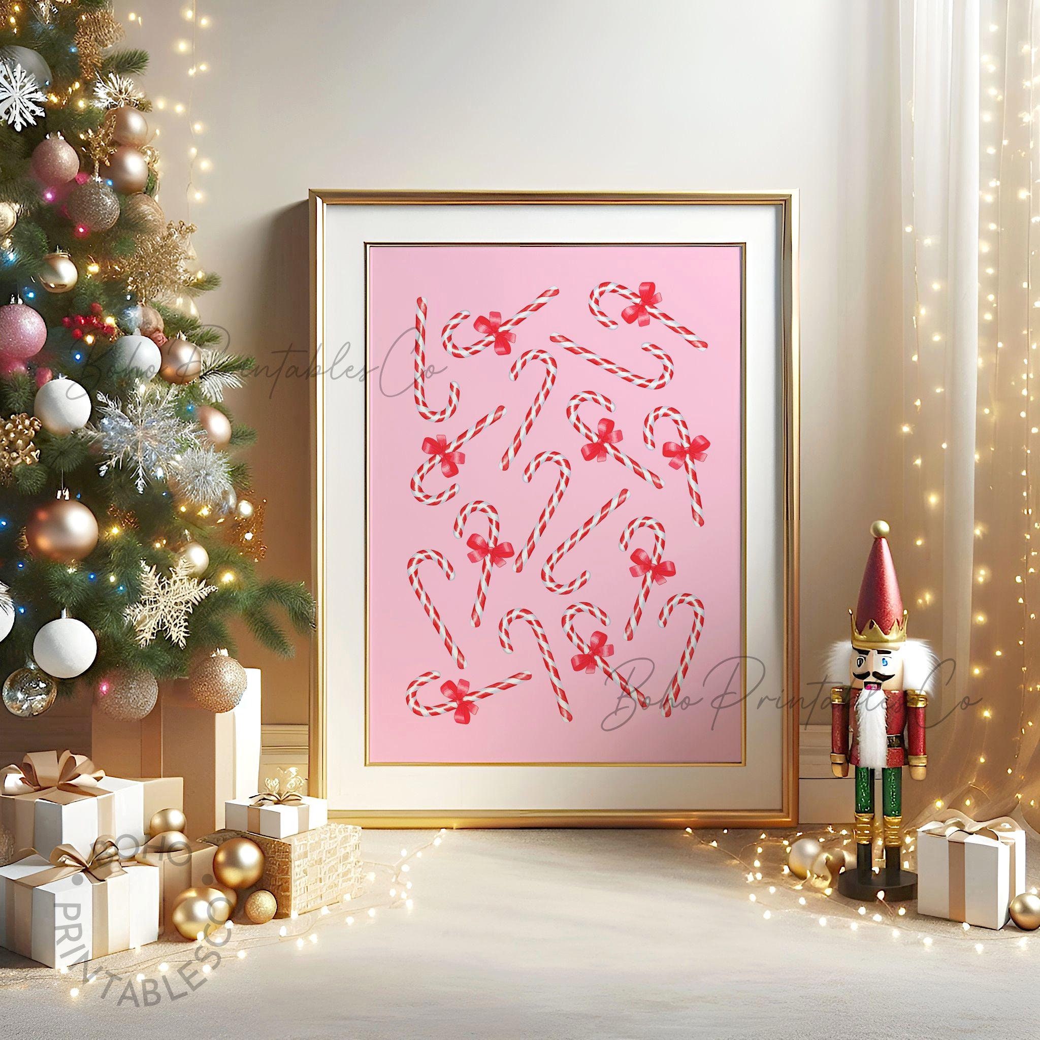Pink Candy Canes Print, DIGITAL DOWNLOAD, Pink Christmas Printable Wall ...