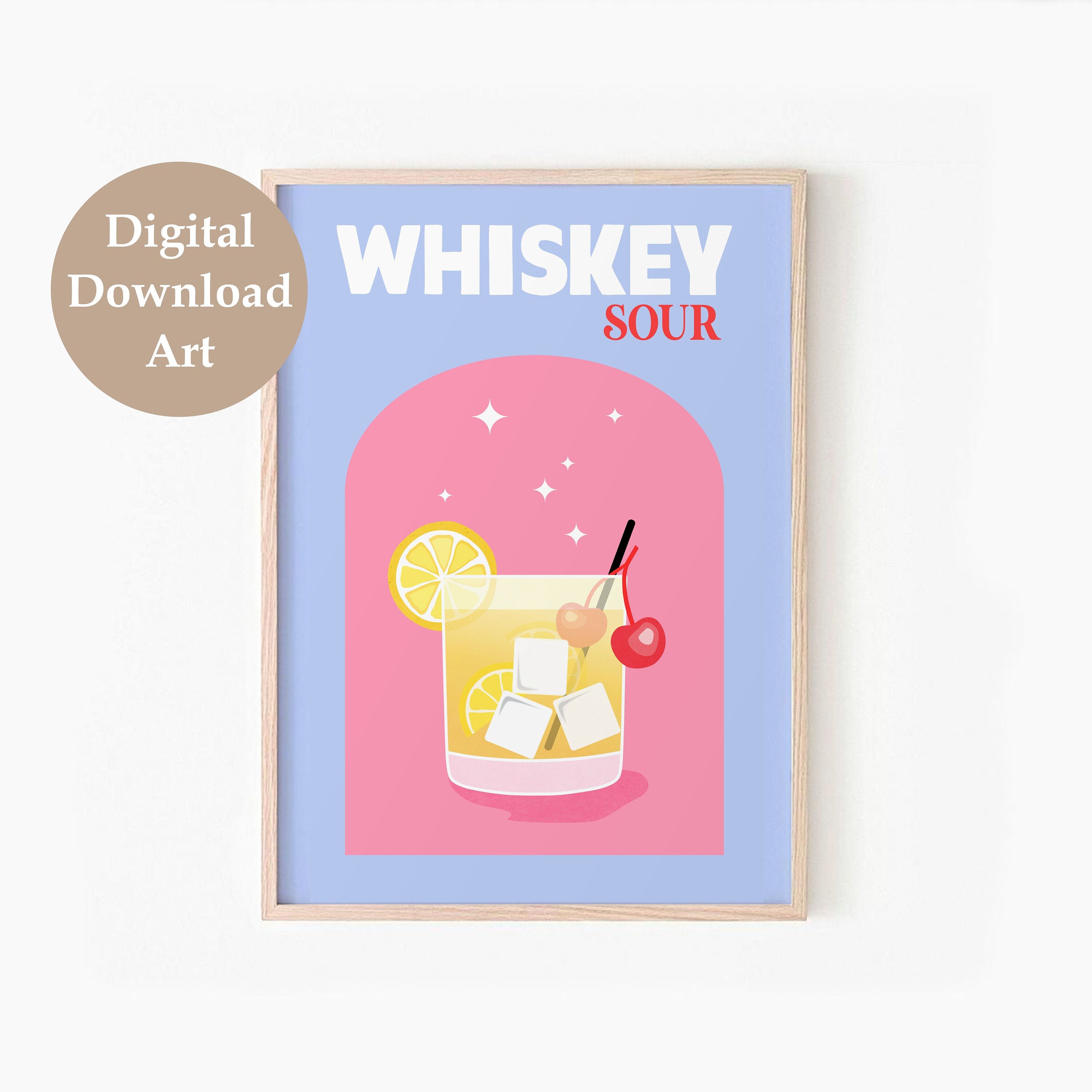 Cocktail Print Set of 6, Bar Cart Printable Wall Art, DIGITAL DOWNLOAD ...