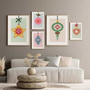 Christmas Print Set of 6, DIGITAL DOWNLOAD, Christmas Baubles Printable ...