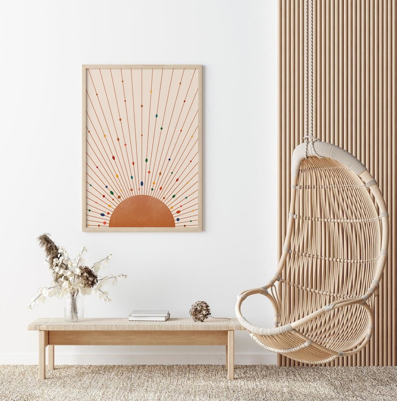 Sunburst Print Boho Sun Printable Wall Art Abstract Sun Rays - Etsy