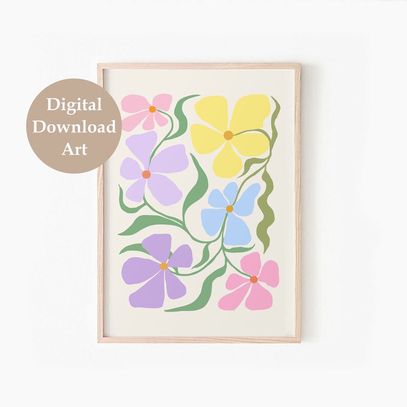 Pastel Abstract Flowers Print Set of 3, Botanical Printable Wall Art ...