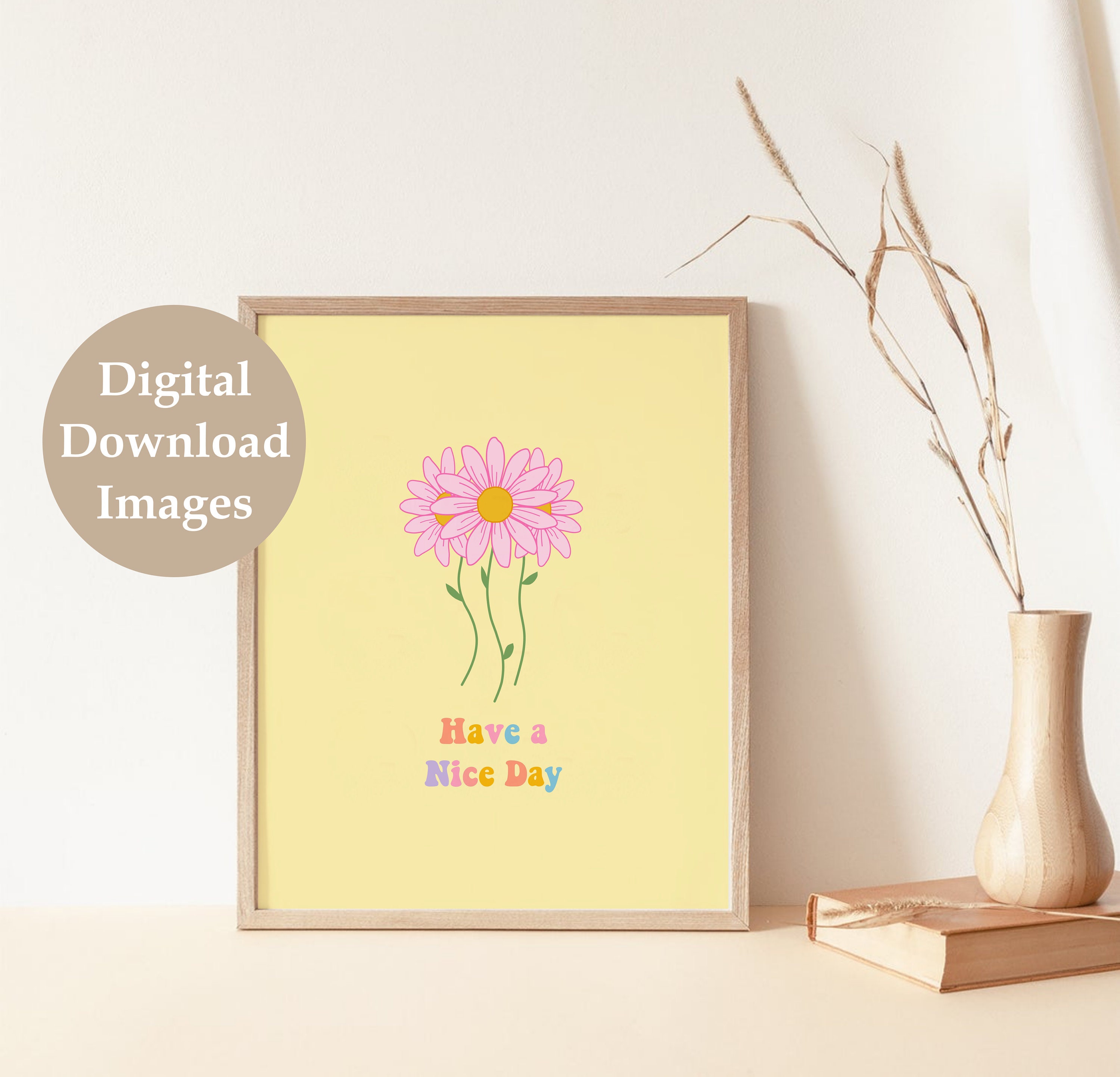 Have a Nice Day Print Retro Flowers Printable Wall Art - Etsy