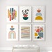 Mid Century Modern Art Print Set of 6, Abstract Shapes Gallery Wall Set ...