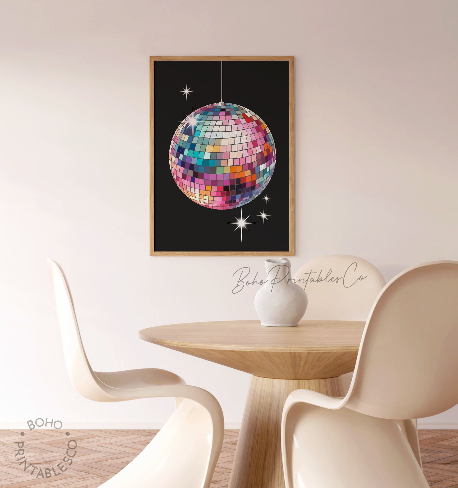Disco Ball Print, Colorful Disco Ball Poster, DIGITAL DOWNLOAD, Retro ...