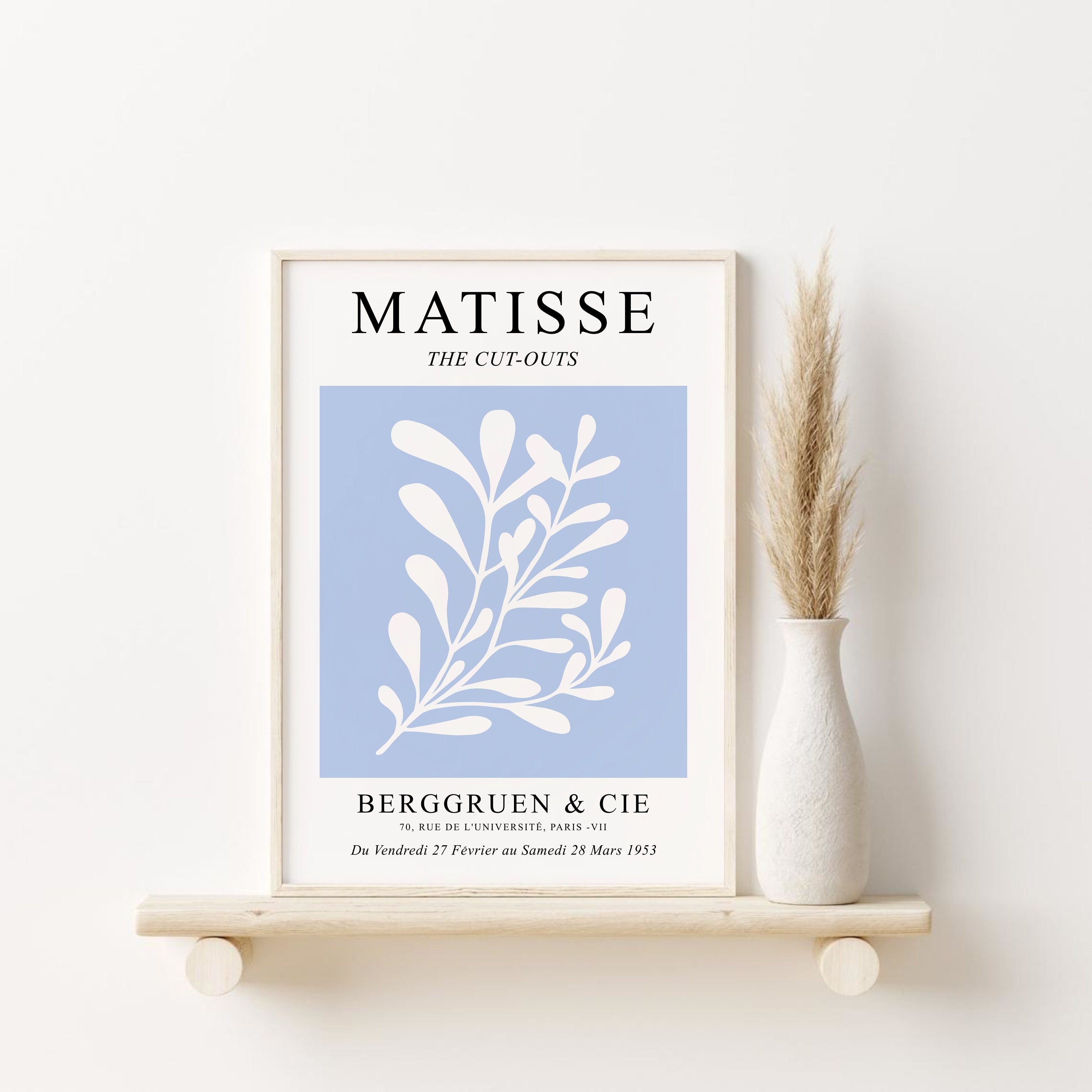 Pastel Blue Matisse Digital Print Abstract Leaf Printable - Etsy
