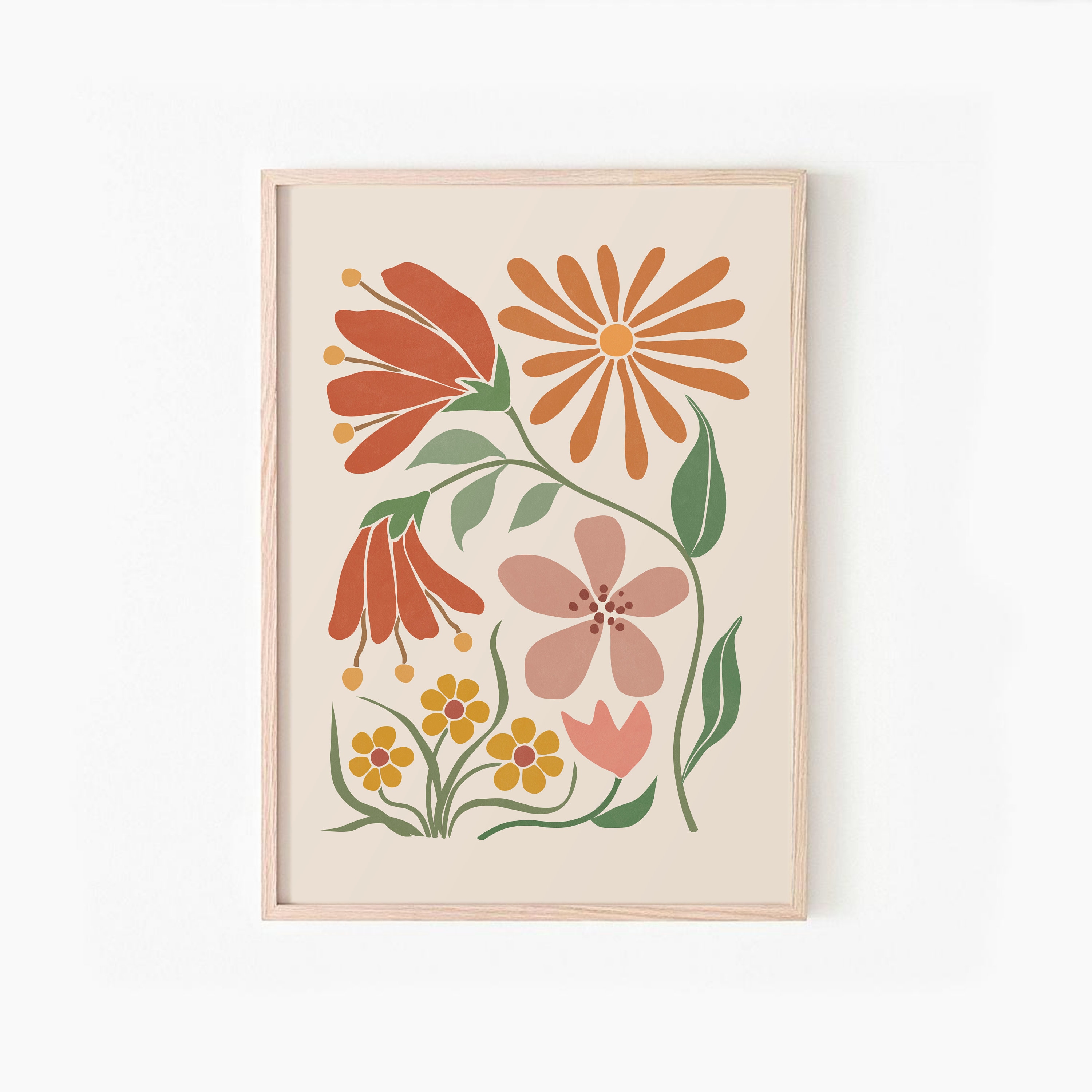 Boho Abstract Flowers Print Set of 3 DIGITAL DOWNLOAD Floral - Etsy