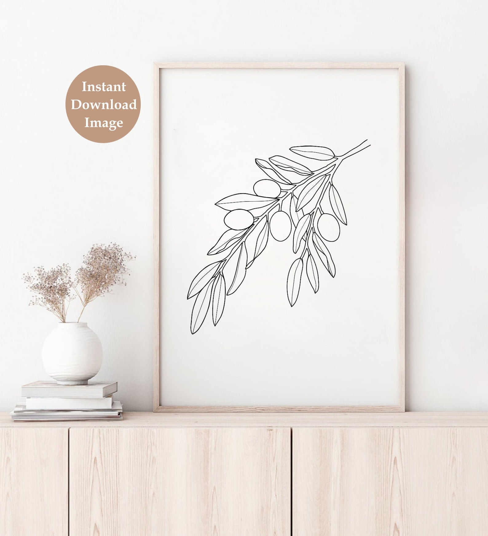 Olive Branch Line Drawing Minimalist Botanical Line Art - Etsy UK