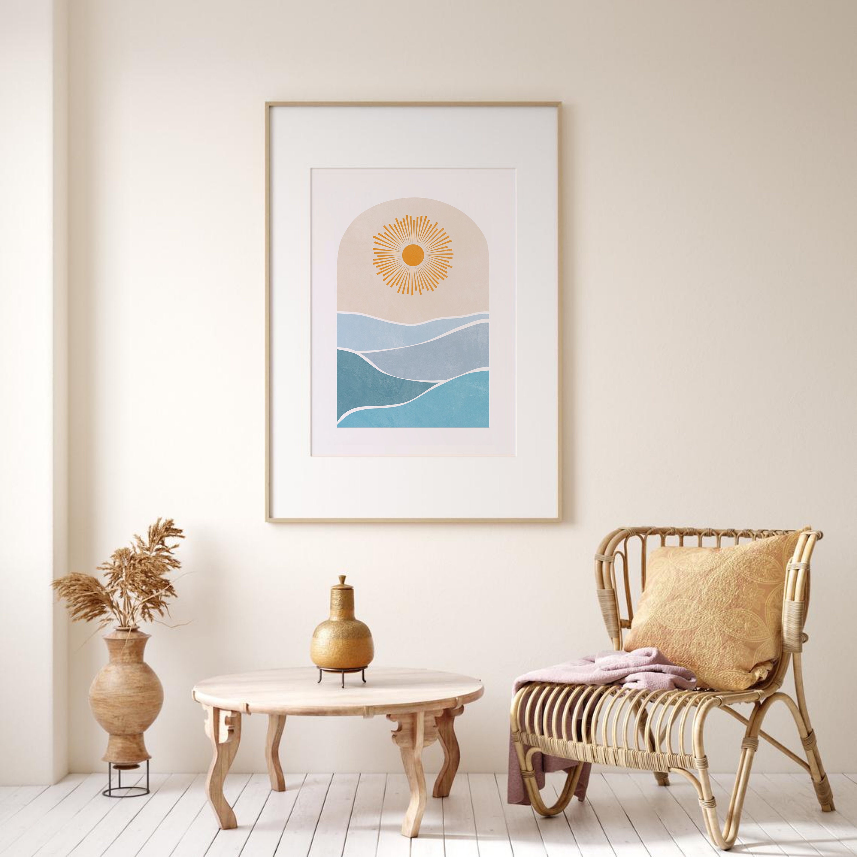 Boho Sea Waves Print Abstract Ocean Printable Wall Art | Etsy