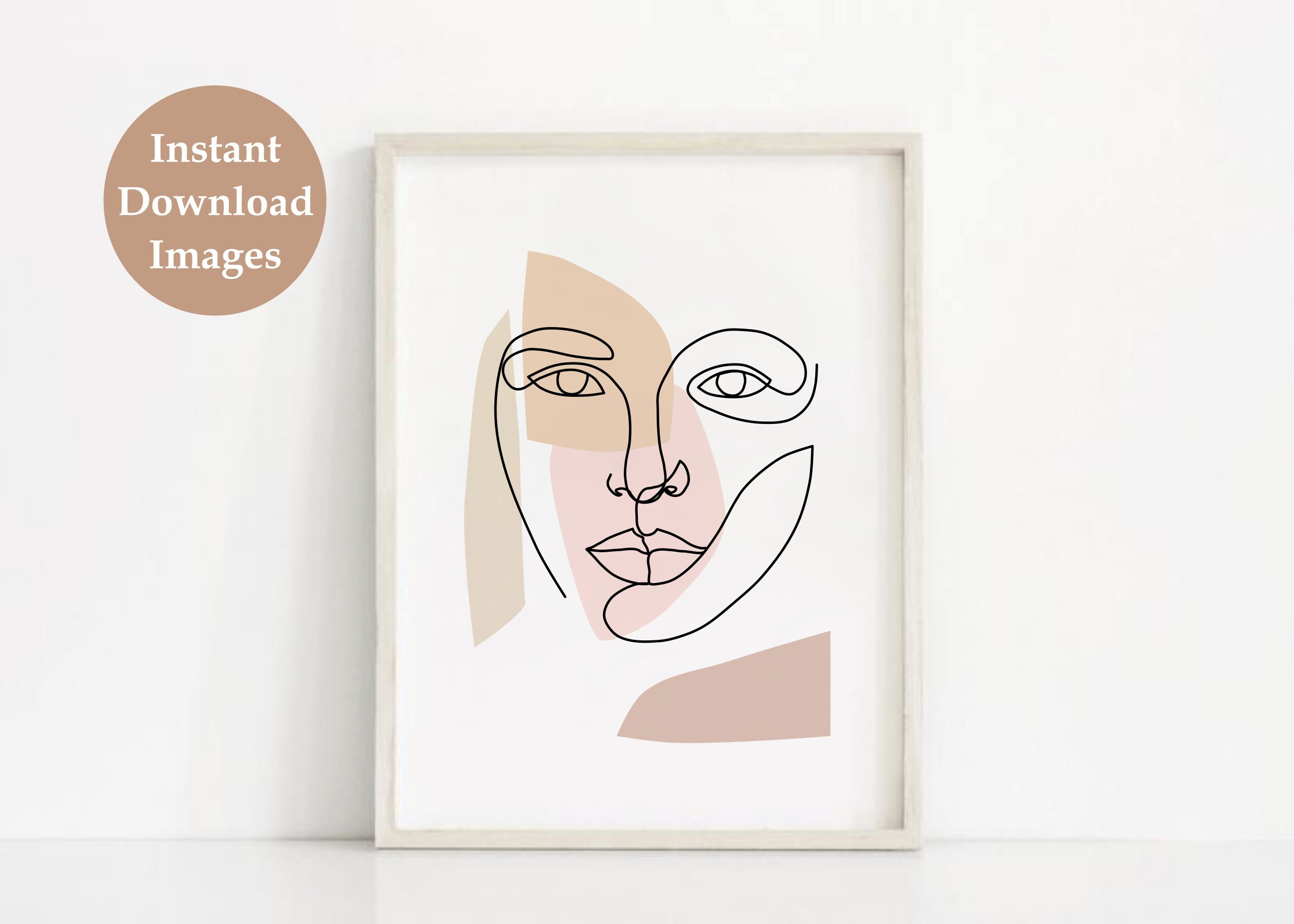 Abstract Face Prints Set of 3 Female Face Line Art Boho | Etsy