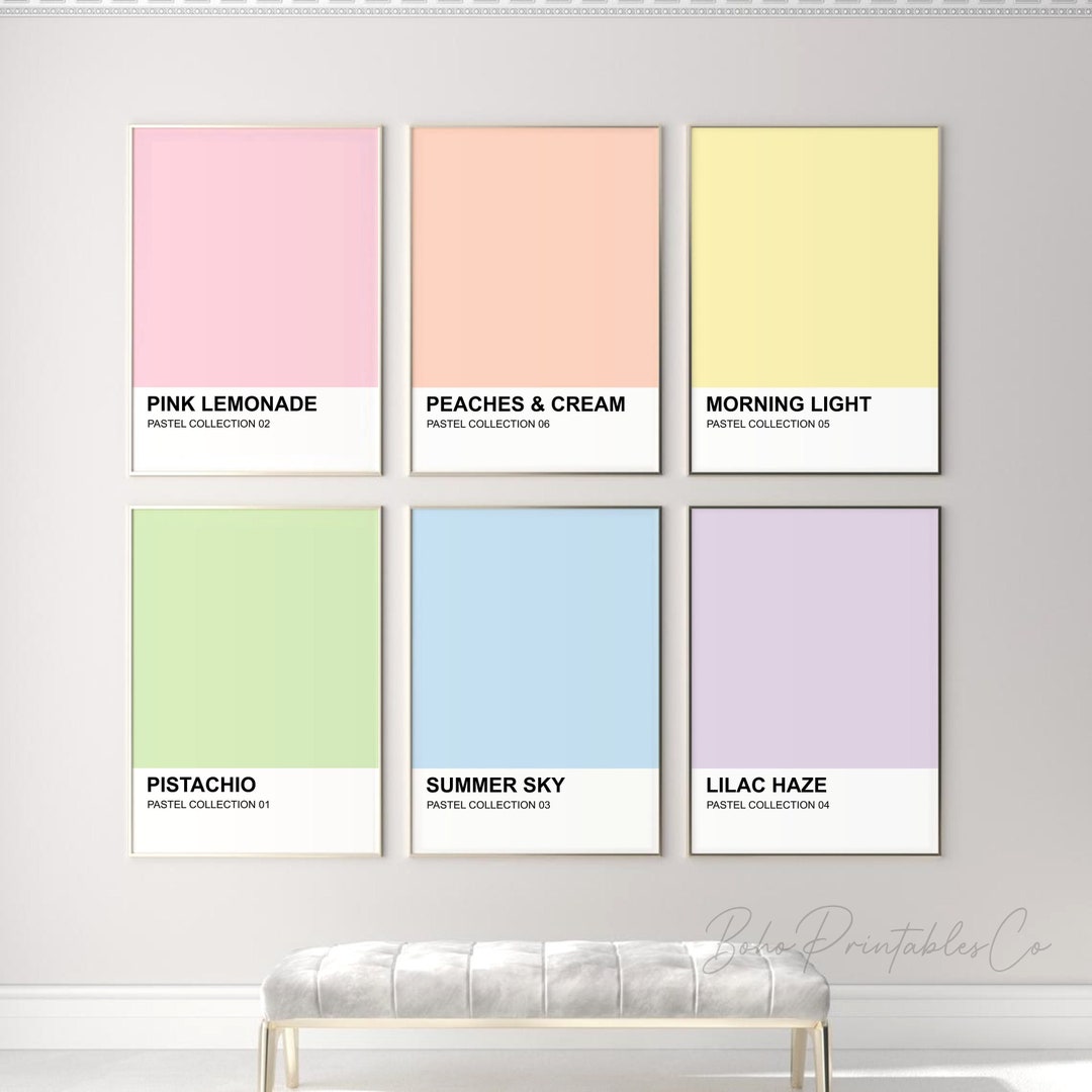 Pastel Print Set of 6, Color Block Printable Wall Art, Pastel Gallery ...