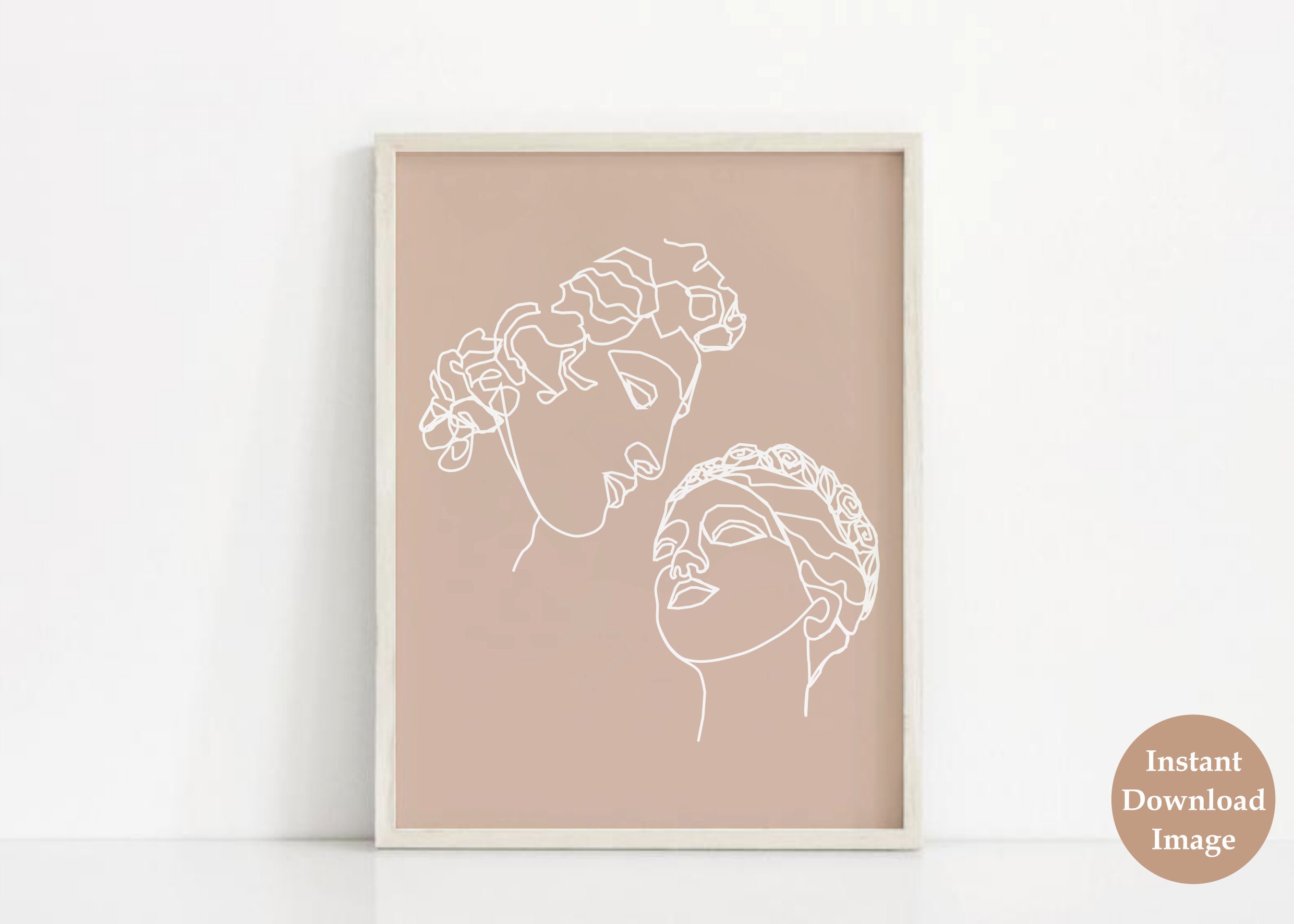 Greek Head Line Drawing Greek Statue Poster Neutral Wall | Etsy