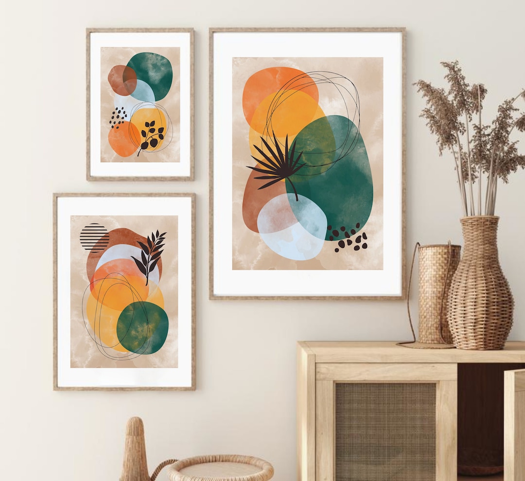 Abstract Wall Art, Abstract Printable Wall Art, Set of 3, Geometric ...