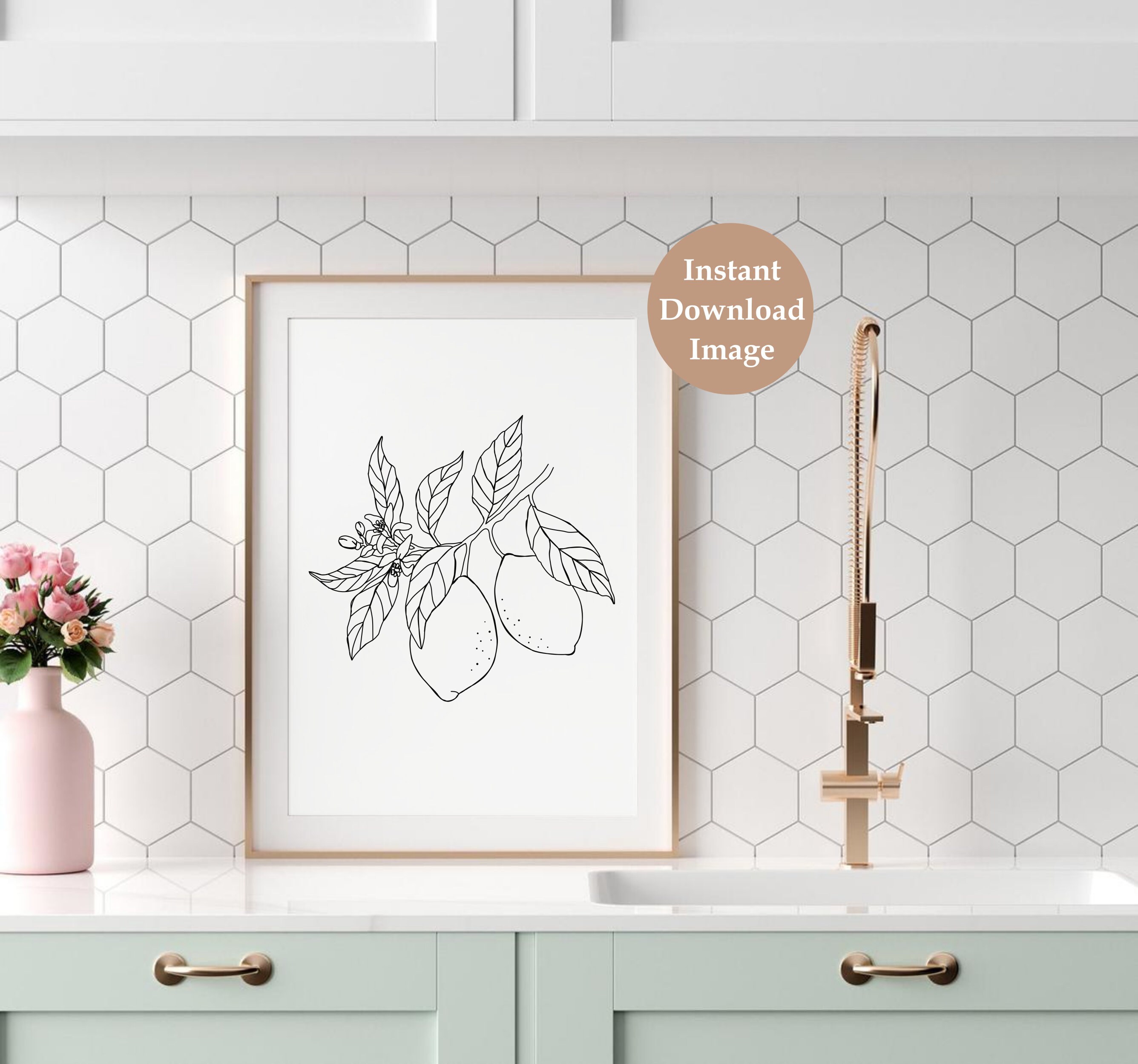 Lemon Line Art DIGITAL DOWNLOAD Lemon Line Drawing - Etsy