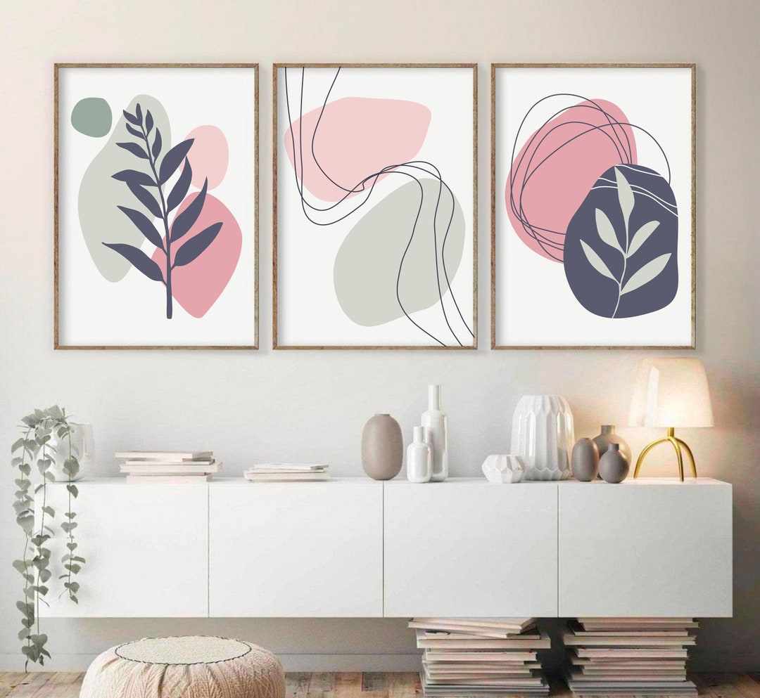 Abstract Botanical Print Set of 3, DIGITAL DOWNLOAD, Abstract Leaf ...