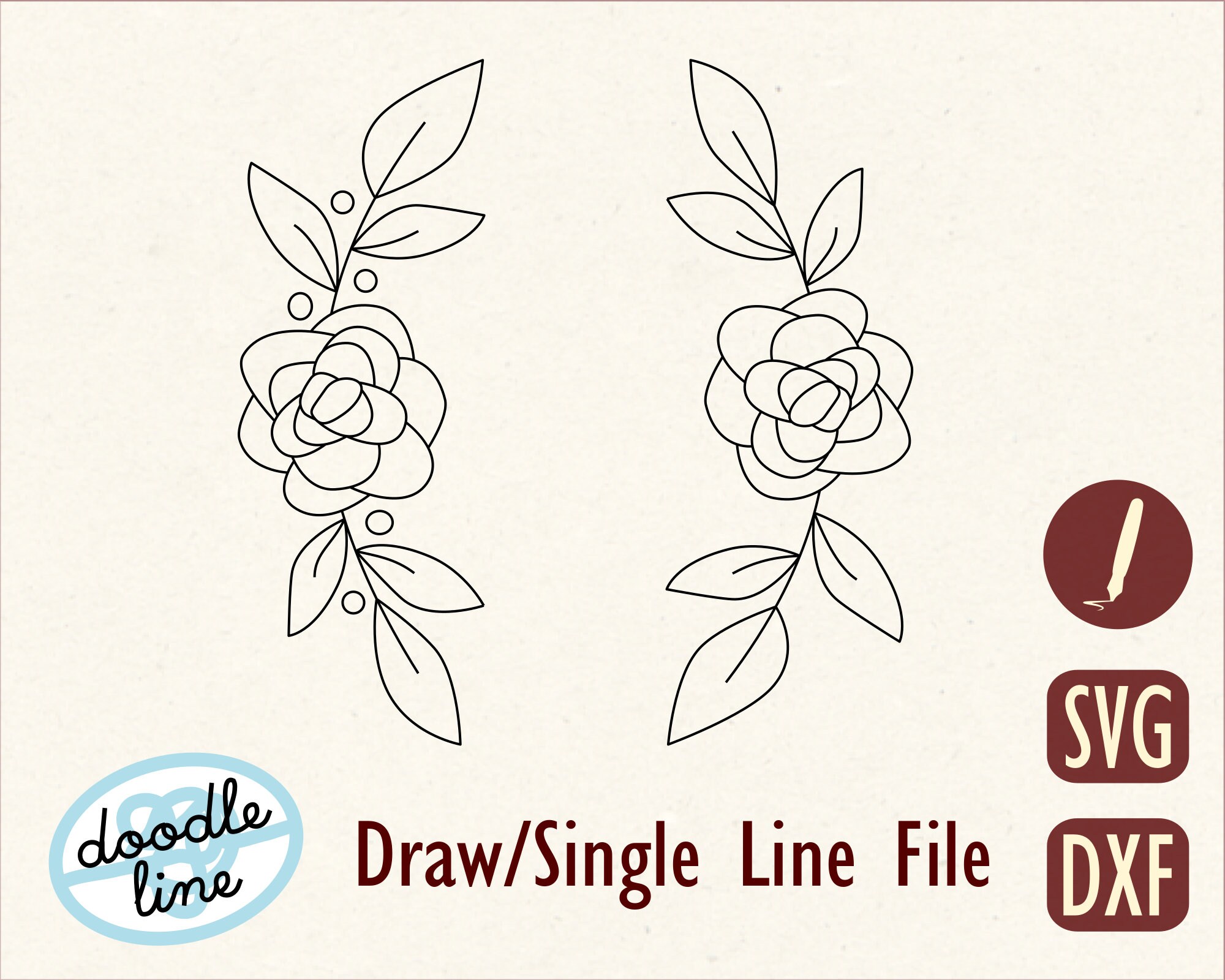 Floral Flower Laurel Boughs Single Line Flower SVG draw line | Etsy