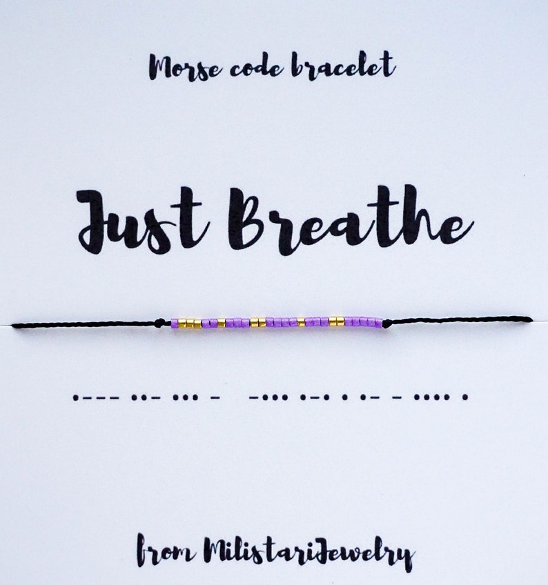 Morse Code Bracelet JUST BREATHE Best Friend Gift Yoga - Etsy