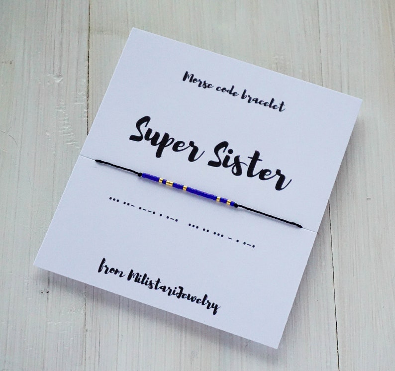 SUPER SISTER Morse Code Bracelet, Gift for Sister From Sister, Bracelet ...