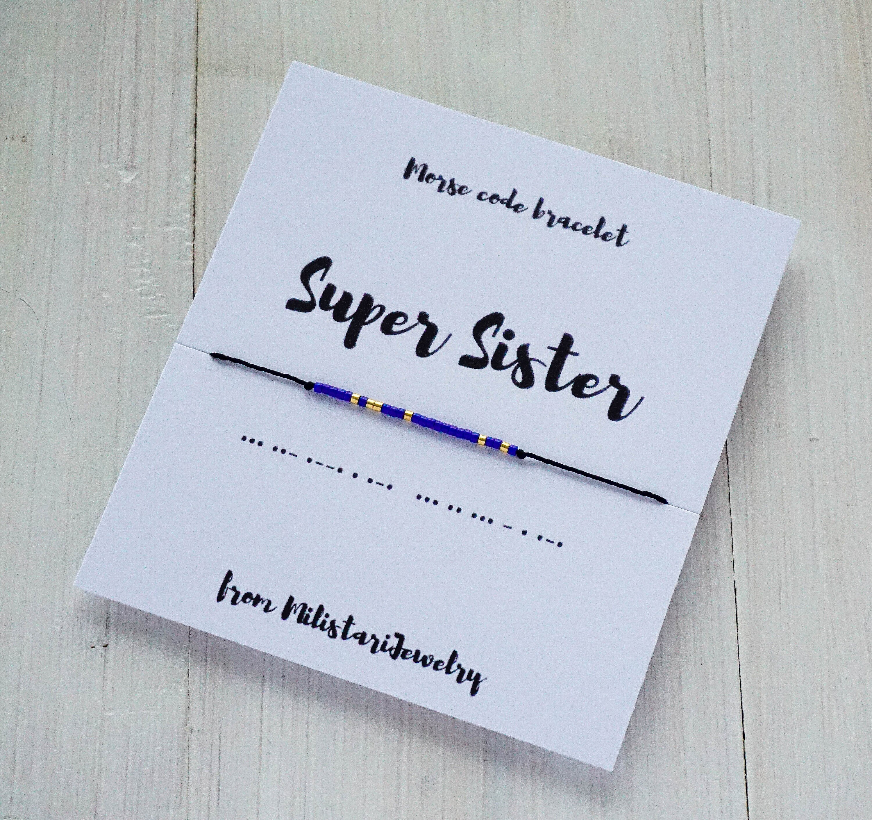 SUPER SISTER Morse Code Bracelet, Gift for Sister From Sister, Bracelet ...