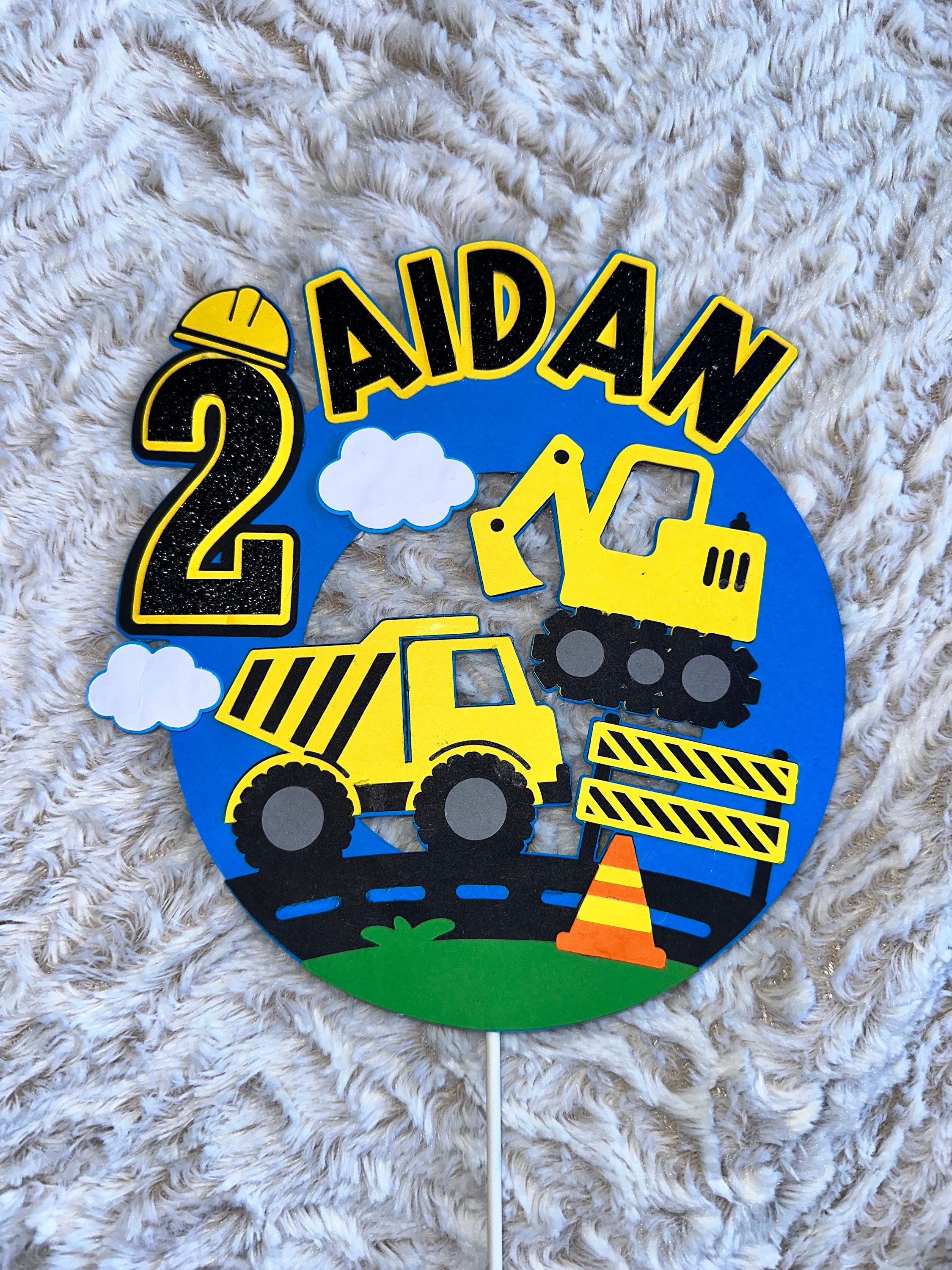 Personalised Birthday Cake Topper Digger Theme Cake - Etsy