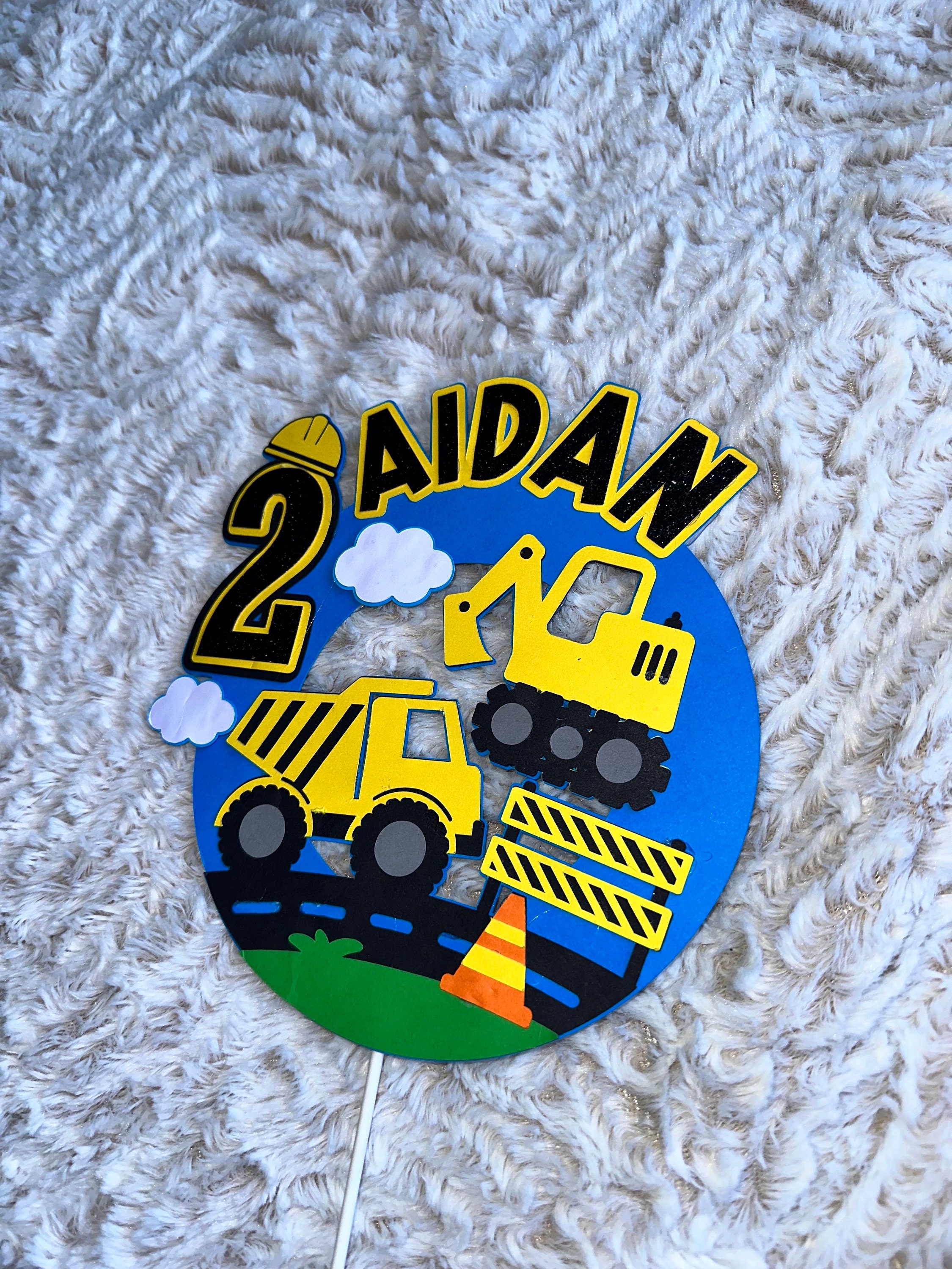 Personalised Birthday Cake Topper Digger Theme Cake - Etsy