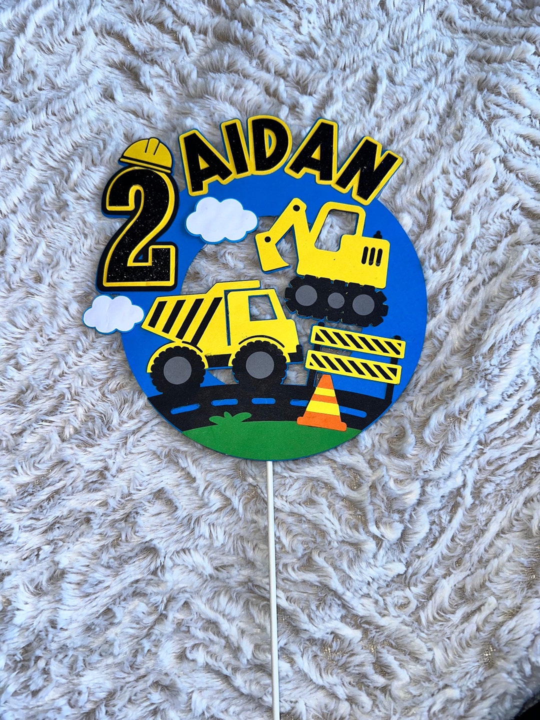 Personalised Birthday Cake Topper Digger Theme Cake - Etsy