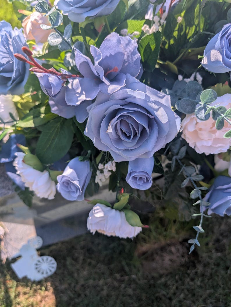 Blue Rose Cemetery Saddle for Father's Day -memorial Grave Flowers ...
