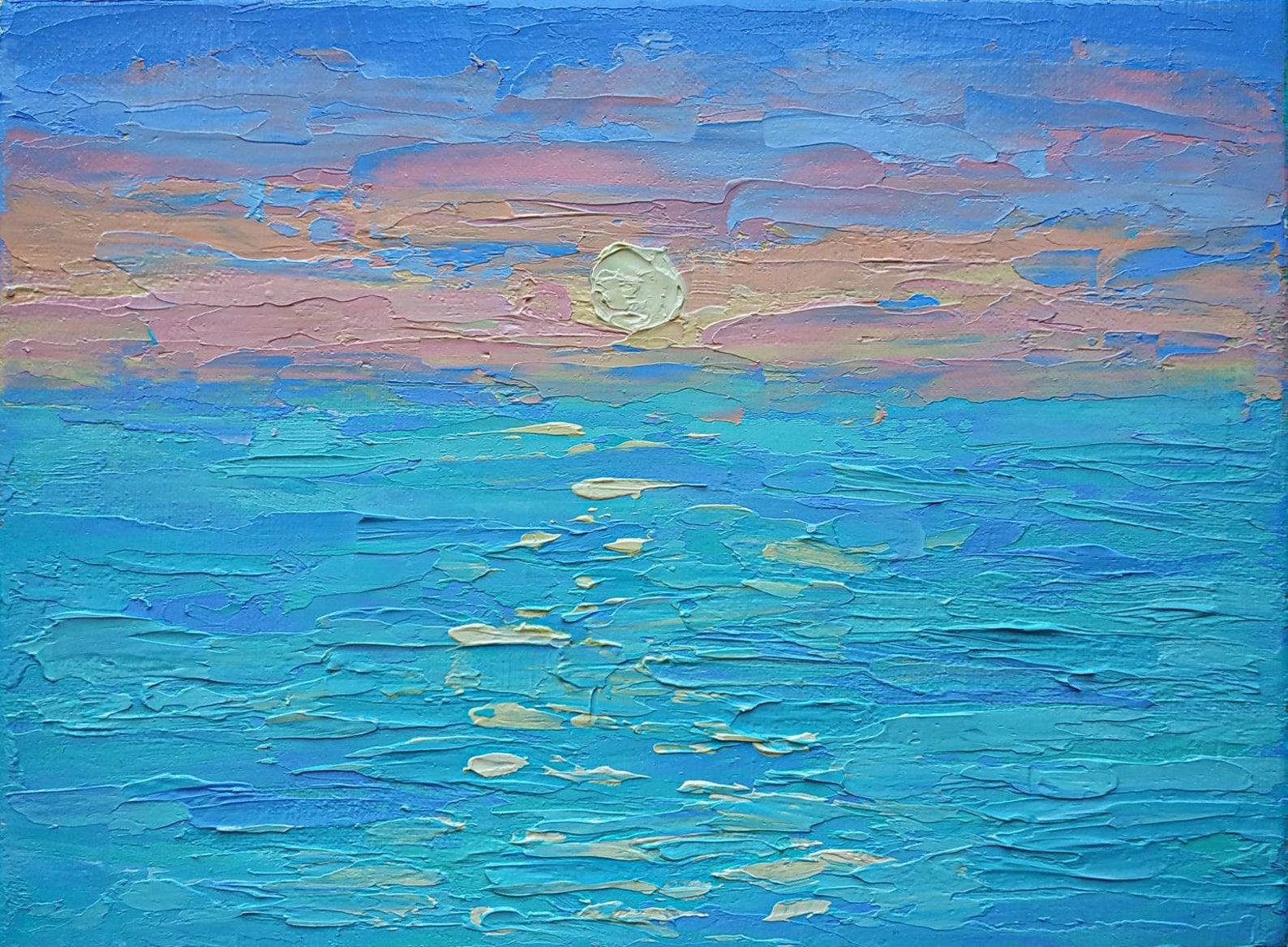 Sunrise Abstract Oil Painting Original on Canvas Turquoise | Etsy