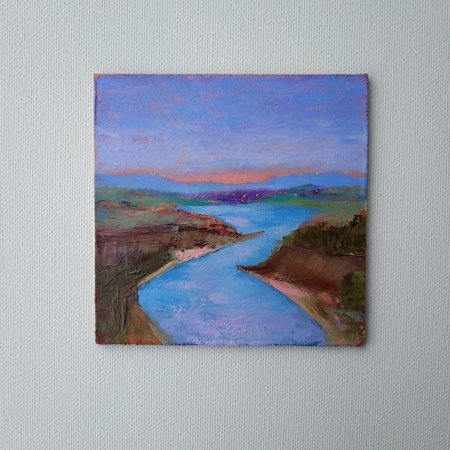 Small Abstract Landscape 4x4 Original Artwork Framed Oil - Etsy