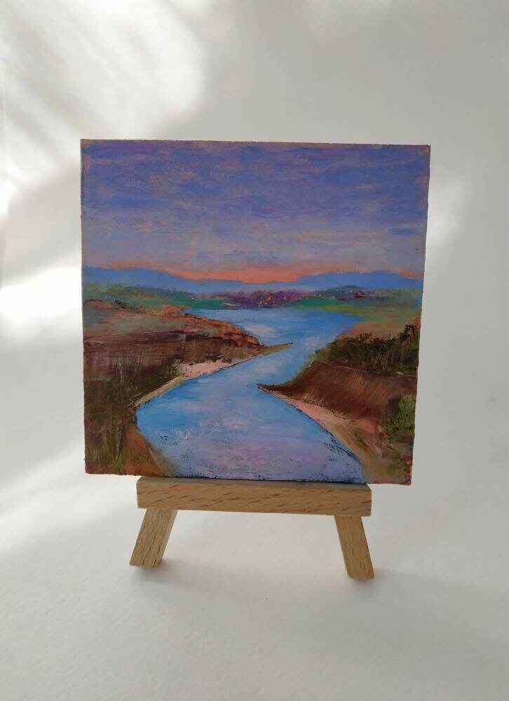 Small Abstract Landscape 4x4 Original Artwork Framed Oil - Etsy