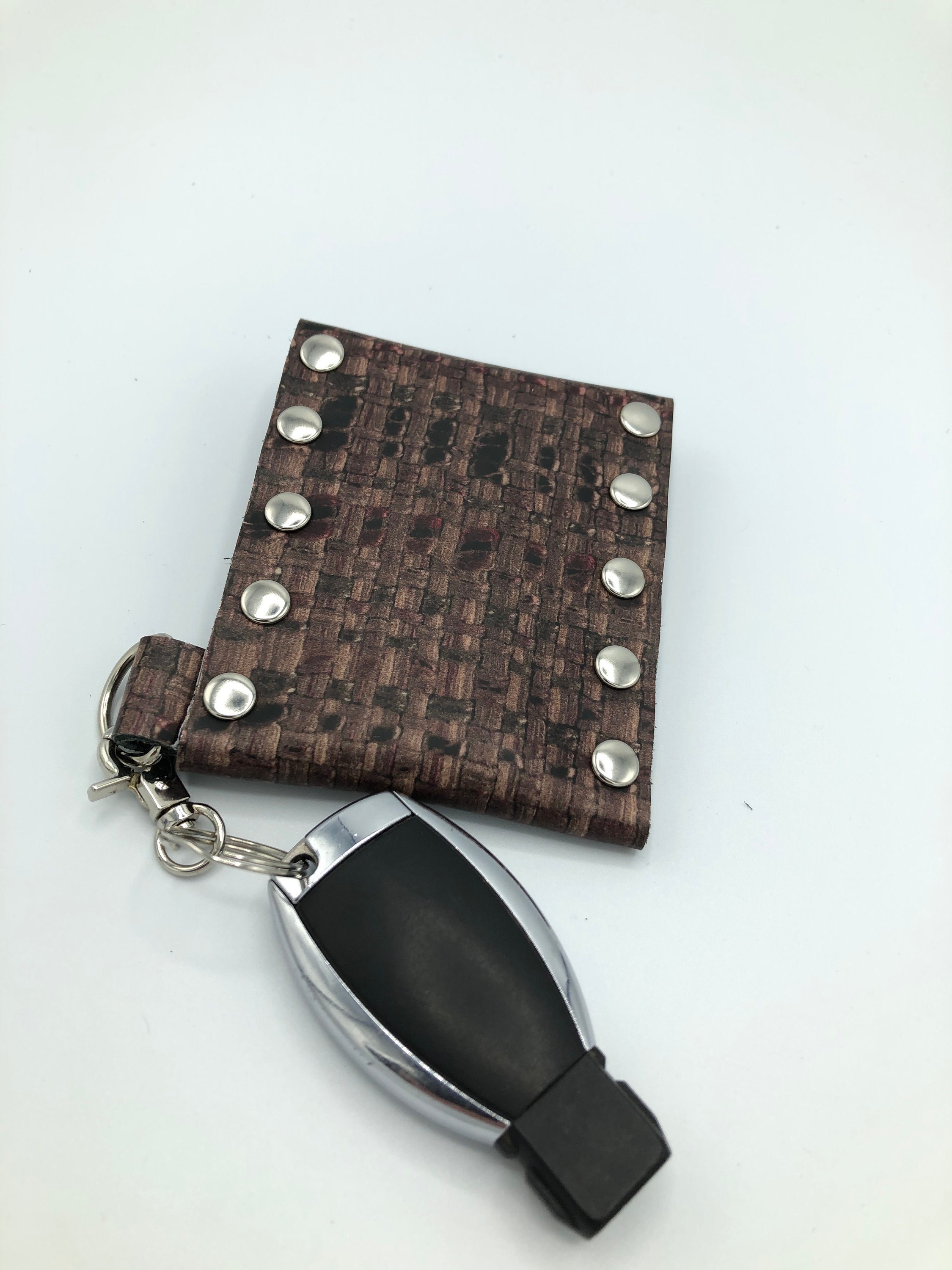 Leather Card Holder Keychain, Envelope Wallet, Leather Key Fob, Leather ...
