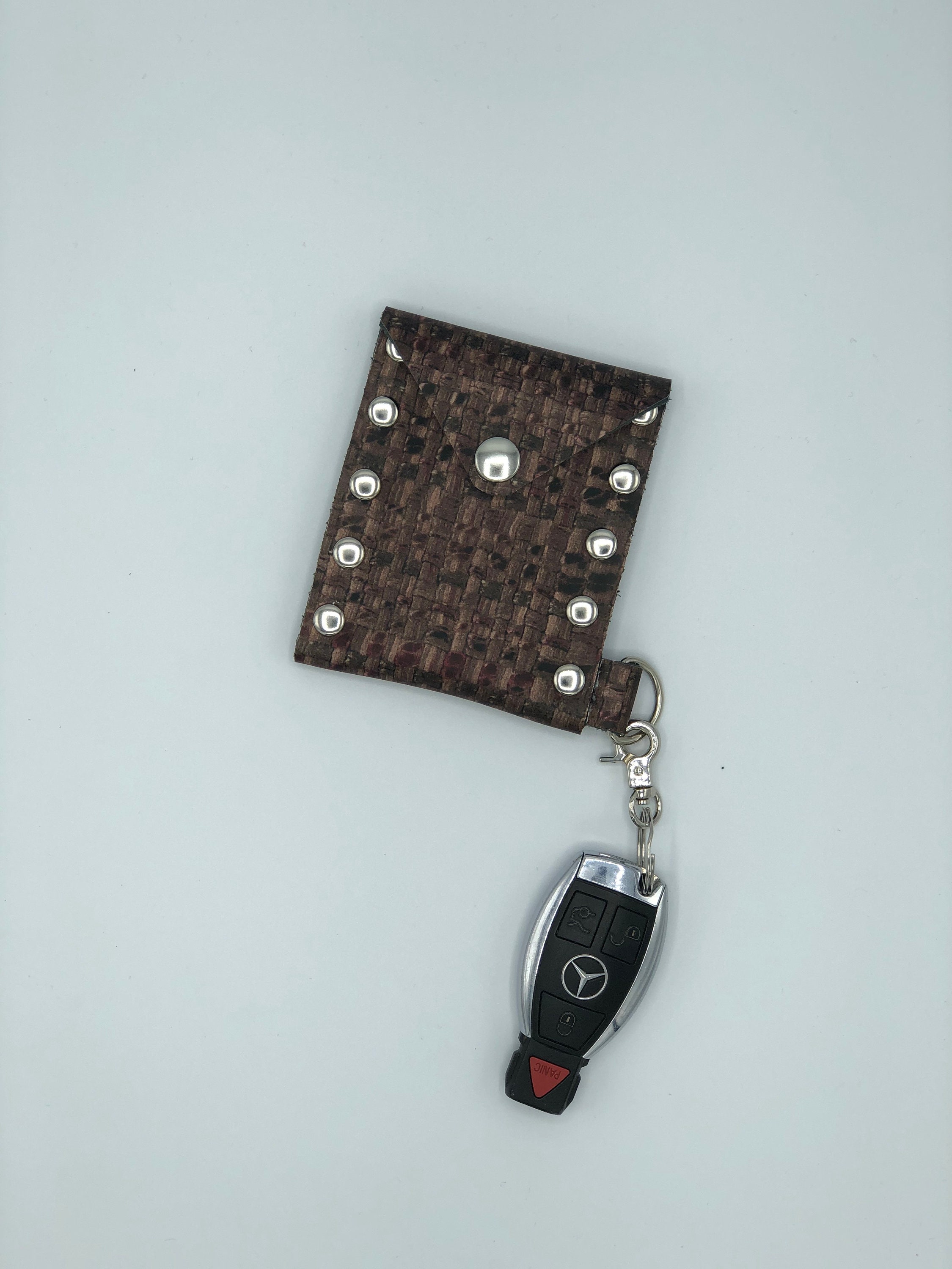 Leather Card Holder Keychain, Envelope Wallet, Leather Key Fob, Leather ...