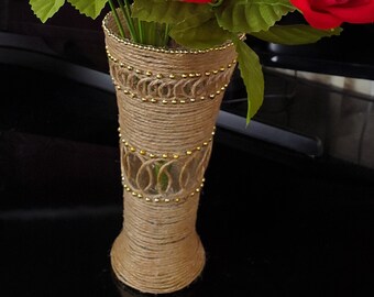 Flower Vase Floral Jute Vase Handmade Vase Gift Vase - Etsy