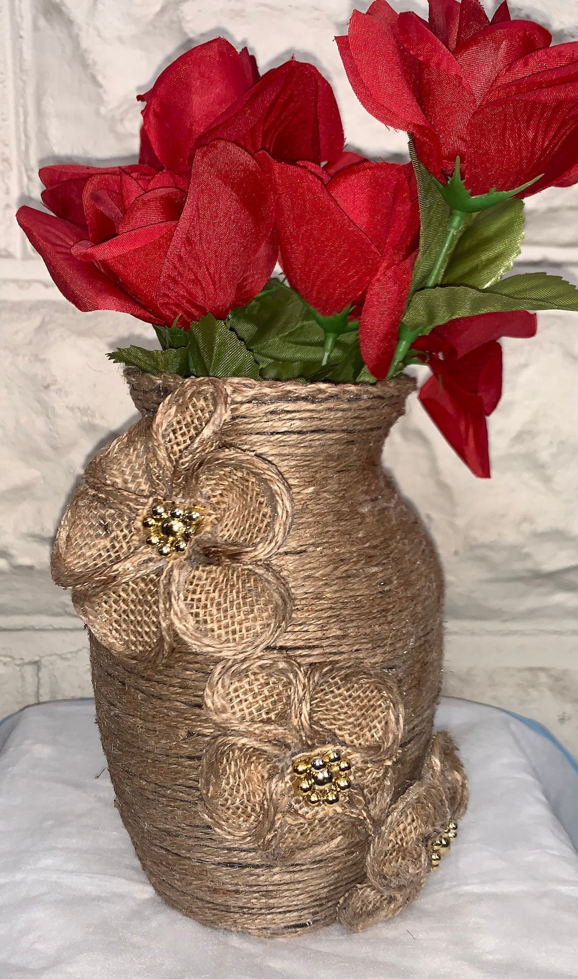 Flower Vase Floral Jute Vase Handmade Vase Gift Vase - Etsy
