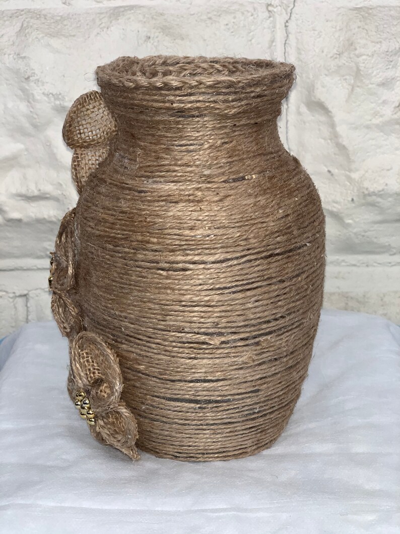 Flower Vase Floral Jute Vase Handmade Vase Gift Vase | Etsy
