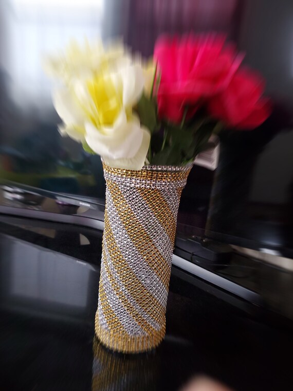 Flower Vase Luxury Vase Gold Rhinestone Vase | Etsy