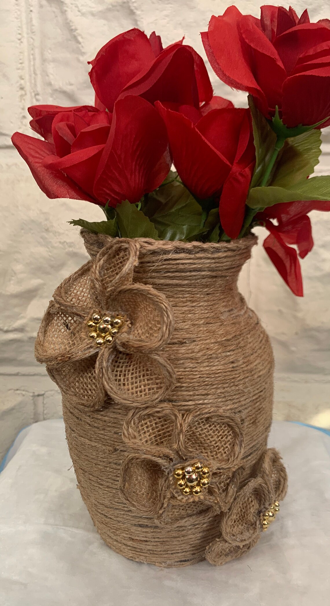 Flower Vase Floral Jute Vase Handmade Vase Gift Vase - Etsy