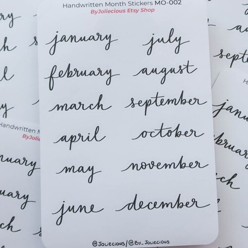 Script Month Stickers style 2 Month Header Planner | Etsy