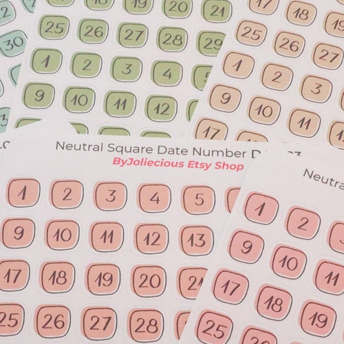Cute Strawberry Date Number Stickers for Planner Number - Etsy