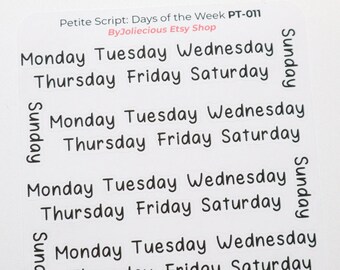 Days of the Week Script Stickers for Planners - Etsy